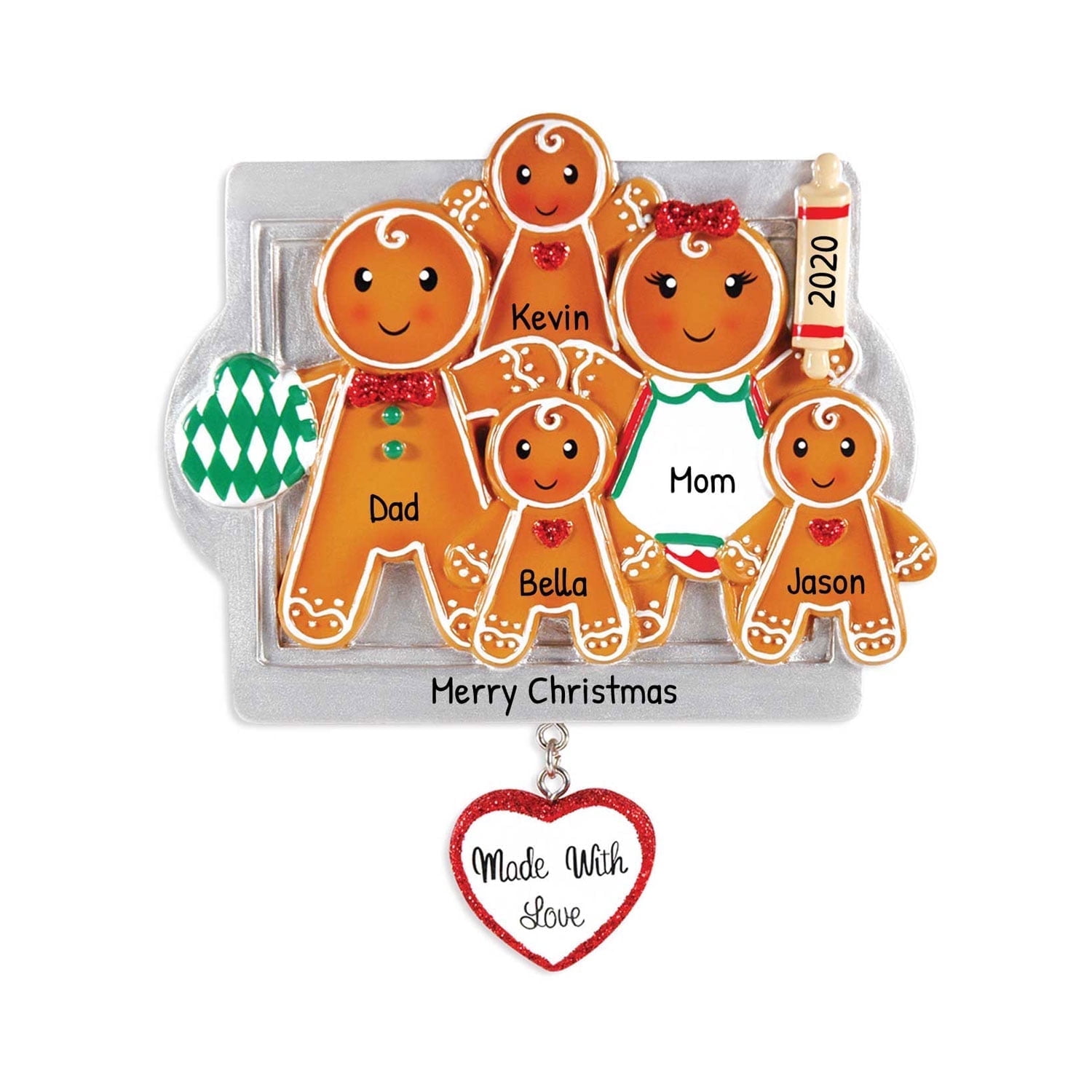 Personalized Gingerbread Cookies Family of 5 Christmas Ornament 2024 1 ...