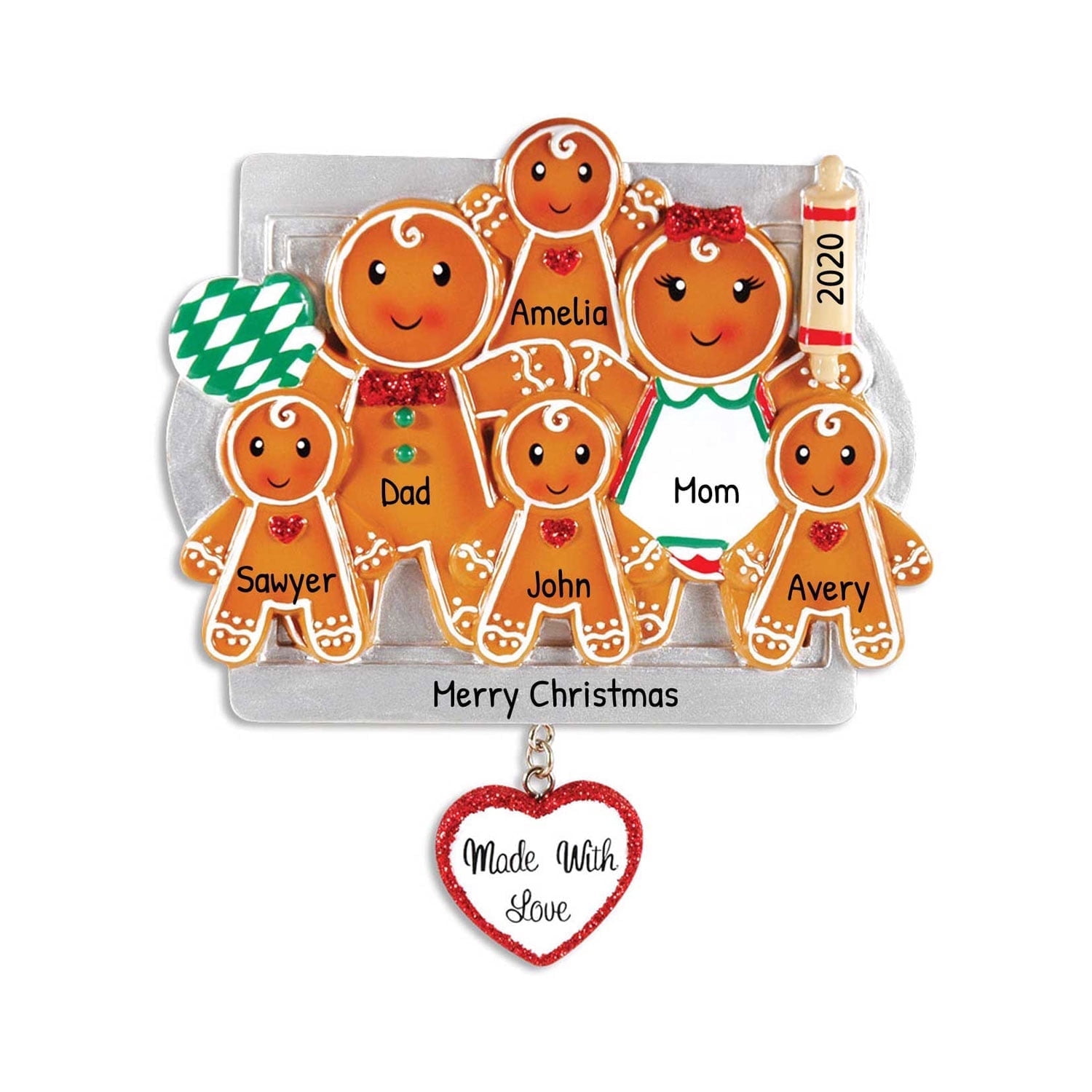 Personalized Gingerbread Cookies Family of 6 Christmas Ornament 2024 1 ...