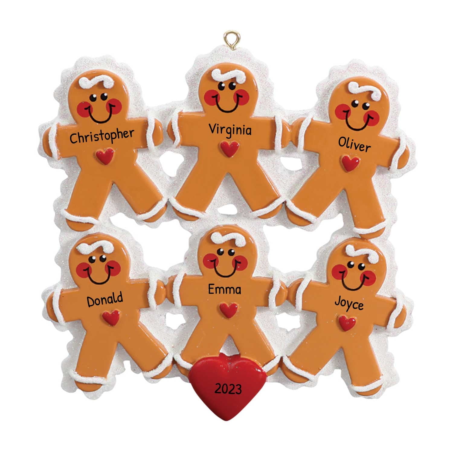 Personalized Gingerbread Family of 6 Christmas Ornament 2024 ...