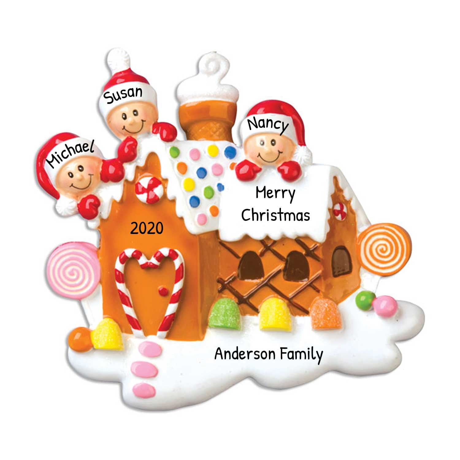 Personalized Gingerbread House Family of 3 Xmas Ornament 2024 ...