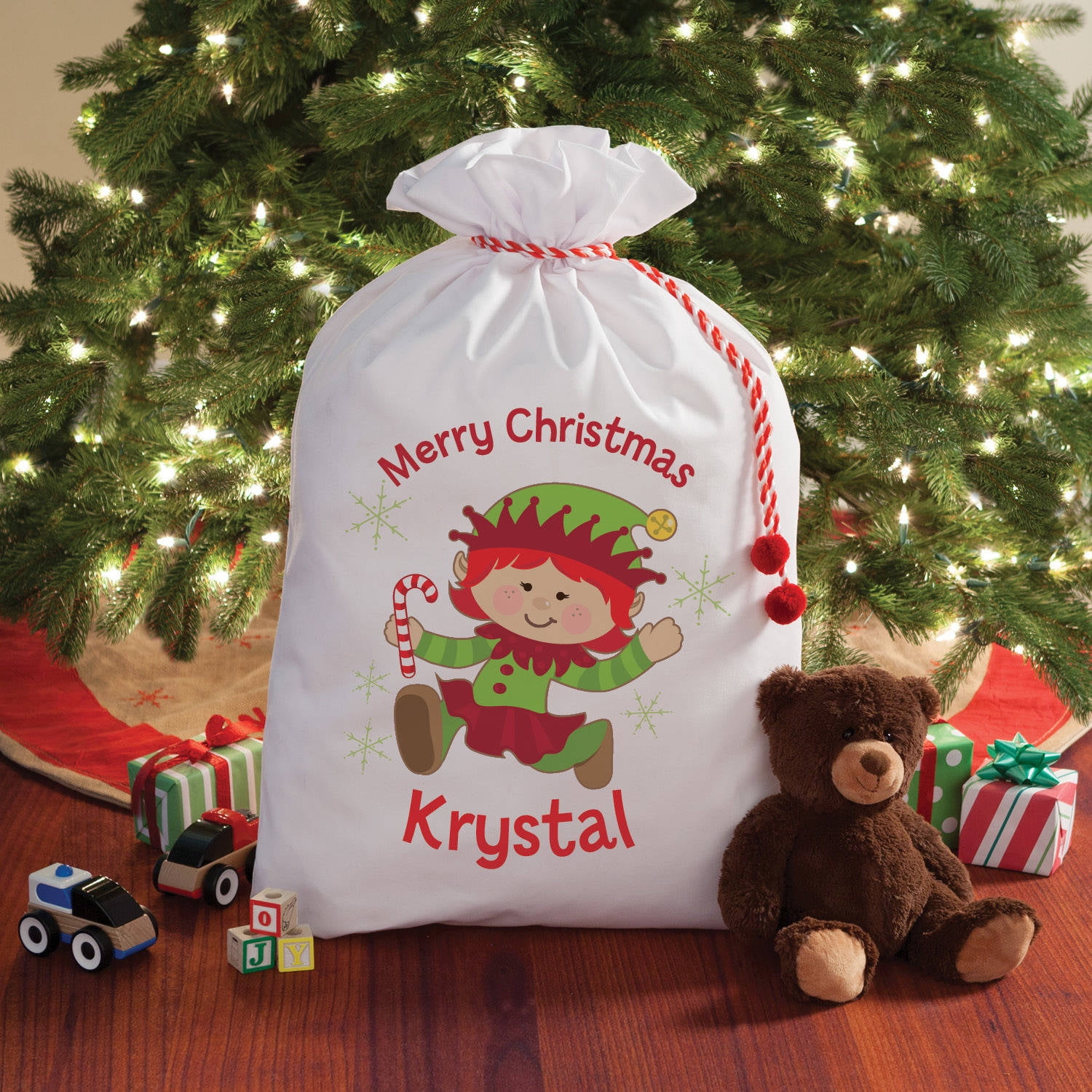 Personalized Girl Elf Santa Sack, 2 Sizes To Choose From - Walmart.com