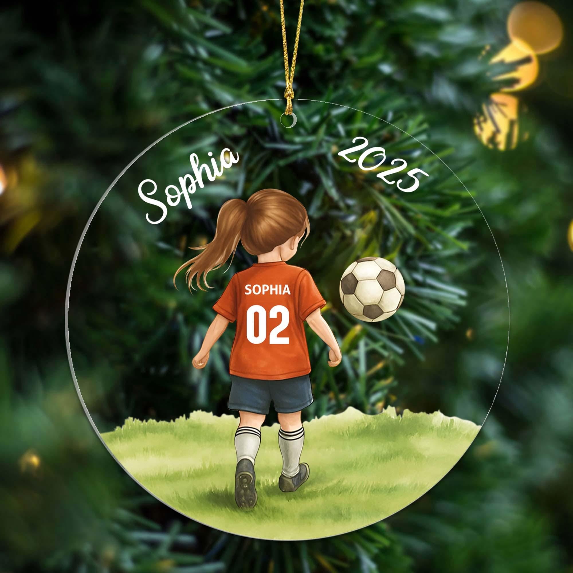 Personalized Girl Soccer Player Ornament 2025, Custom Jersey Acrylic ...