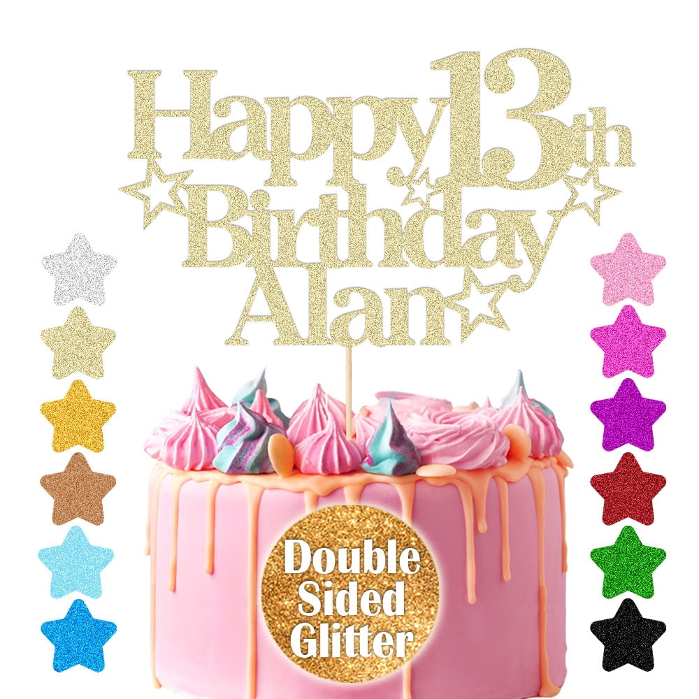 Personalized Glitter Cake Topper Happy Birthday Party Cake Decoration ...
