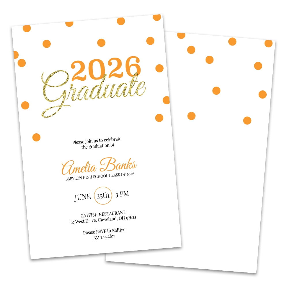 Personalized Glitter Graduate Graduation Party Invitation - Walmart.com