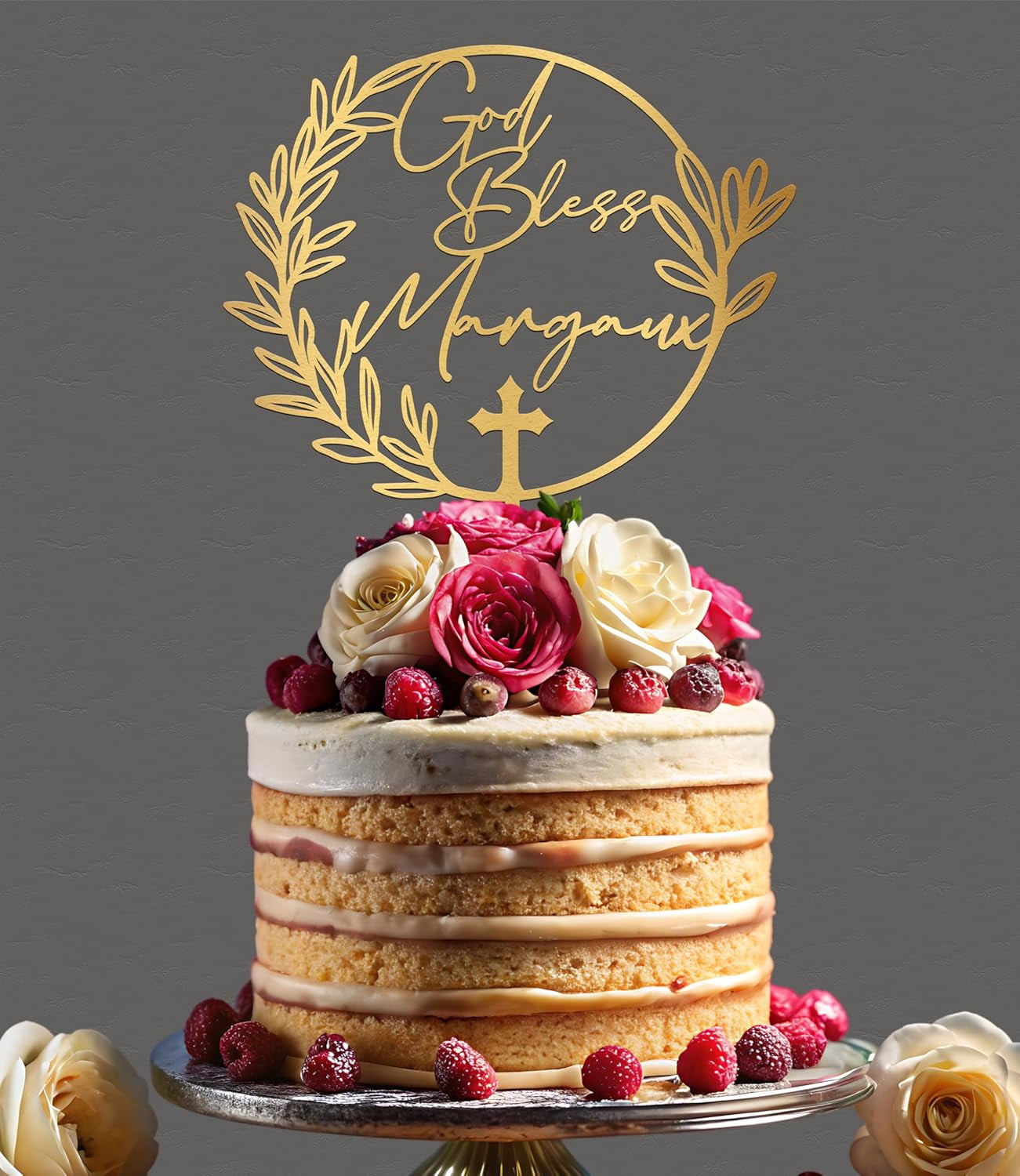 Personalized God Bless Cake Topper with name, Baptism, Communion Cake ...
