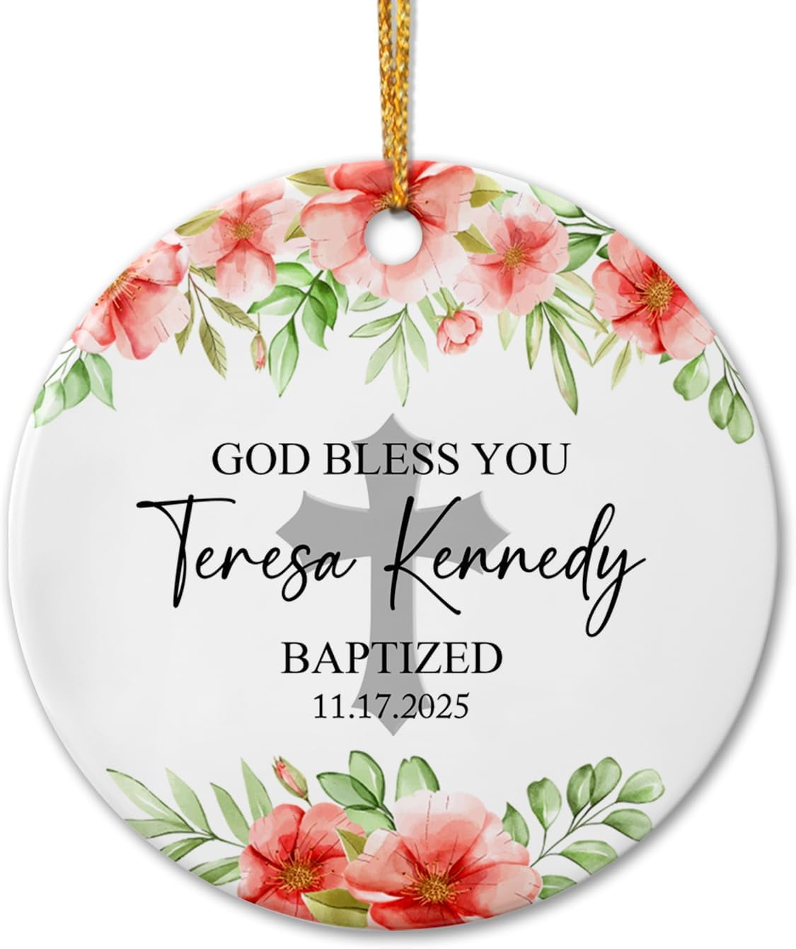 Personalized God Bless You Baptized Ceramic Ornament, Baby Baptism ...