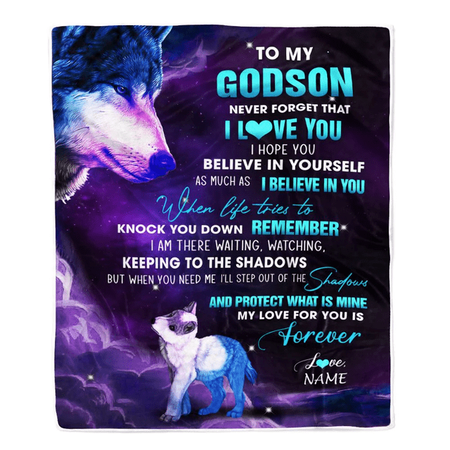 Personalized To My Godson Blanket From Godmother Godmother Wolf Moon My ...