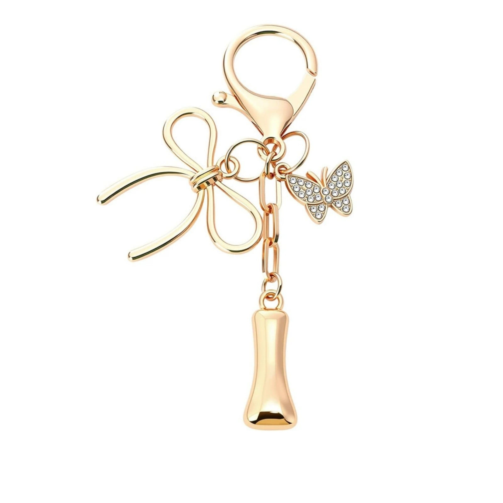 Personalized Gold Bubble Initial Keychain with Bow Charm, Cute Letter ...