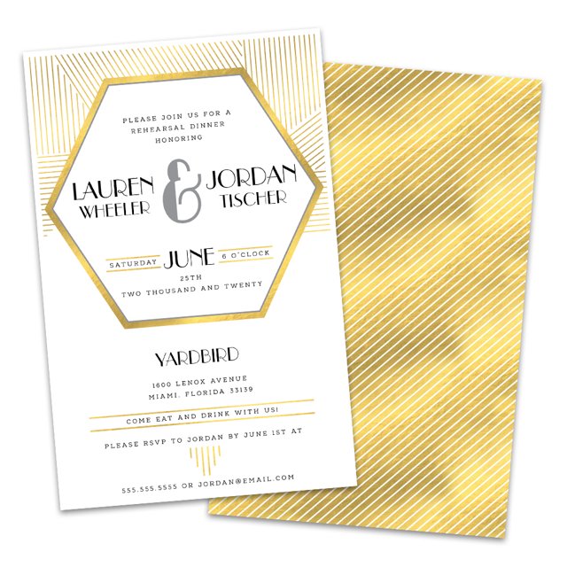 Personalized Gold Hexagon Rehearsal Dinner Invitation - Walmart.com