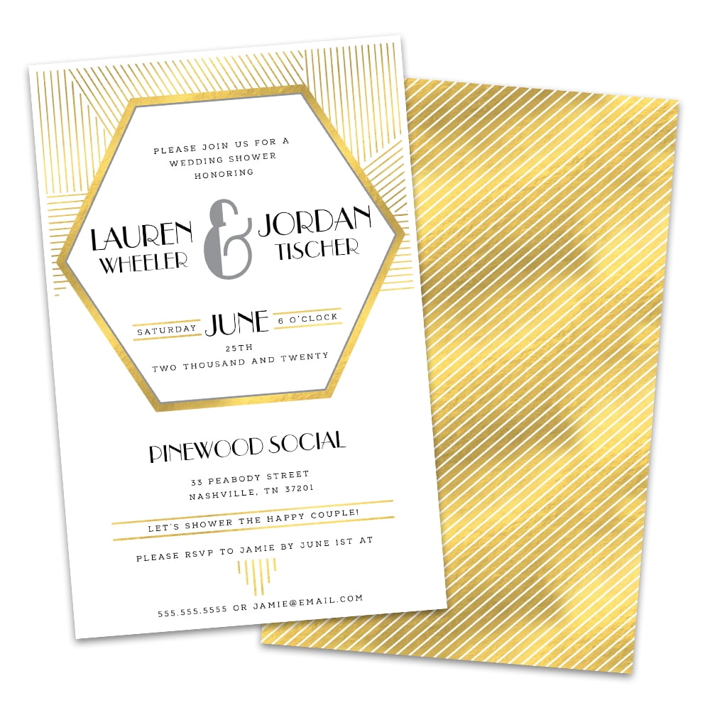 Haynesbesco Group Custom Gold Hexagon Bridal Shower Invitation with ...