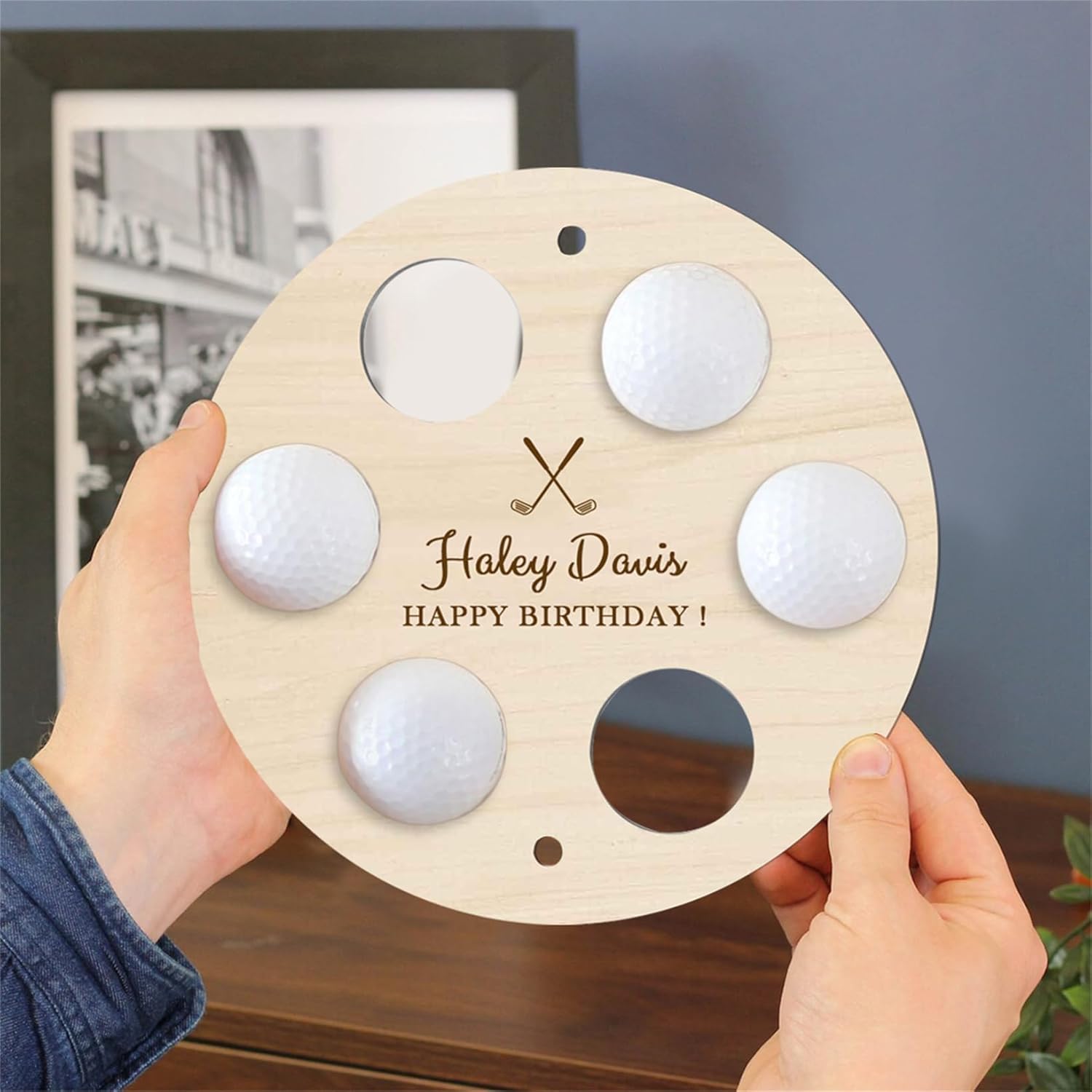 Personalized Golf Ball Display Rack Wooden Golf Ball Holder Golf Ball ...
