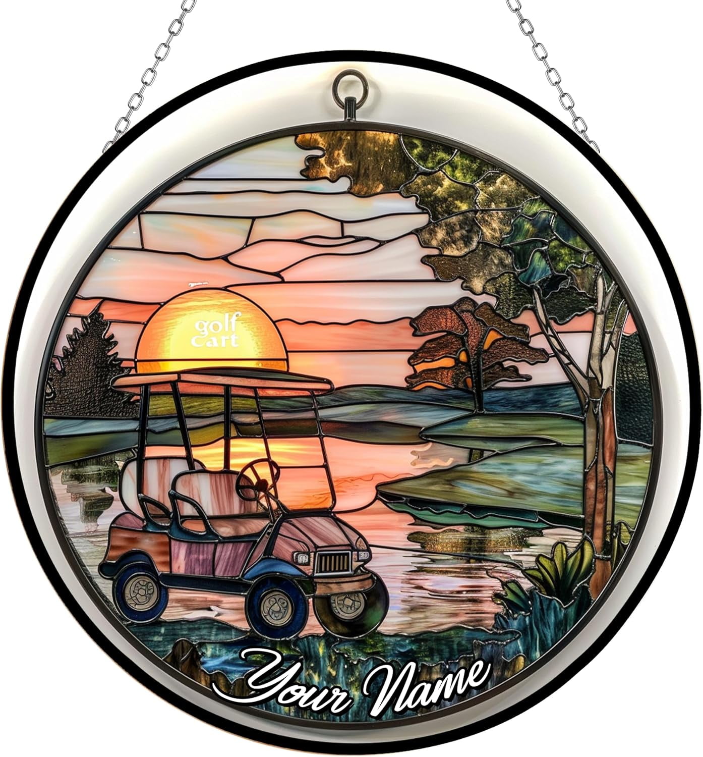 Personalized Golf Cart Suncatchers for Windows, Stained Glass Window ...