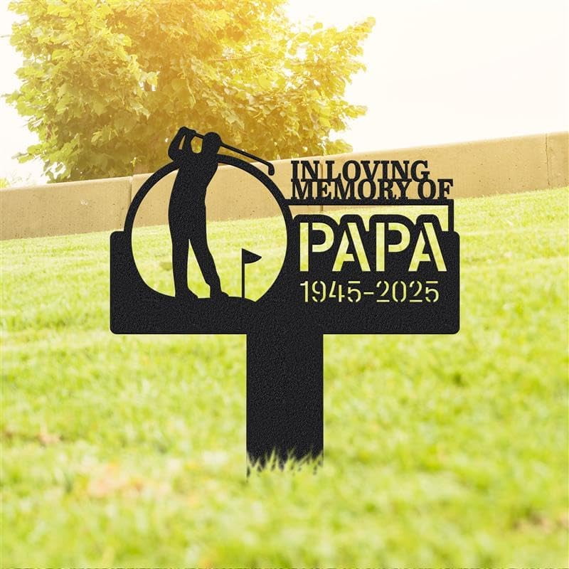 Personalized Golf Memorial Garden Stake – Custom Metal Sign for Dad or ...