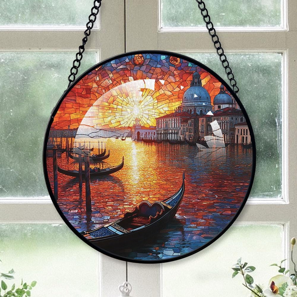 Personalized Gondolas a Canal Suncatcher Stained Glass, Gondolas a ...