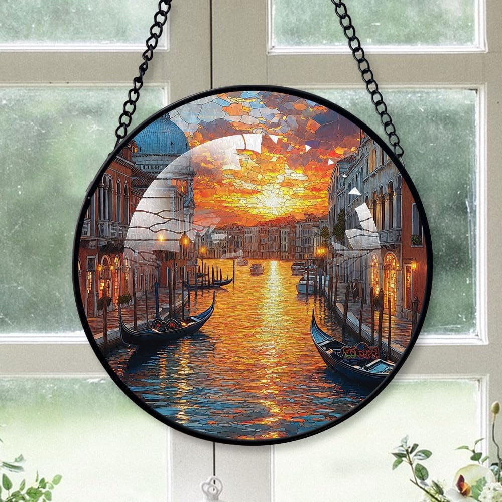 Personalized Gondolas a Canal Suncatcher Stained Glass, Gondolas a ...