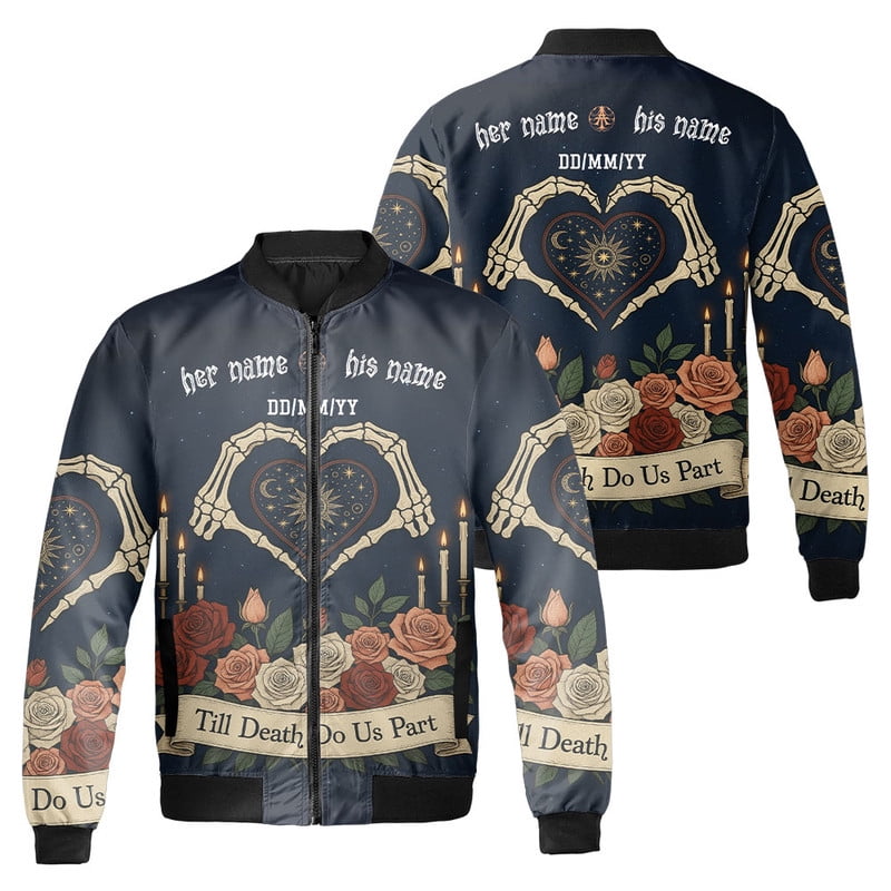 Personalized Gothic Couple Bomber Jacket – Till Death Do Us Part ...