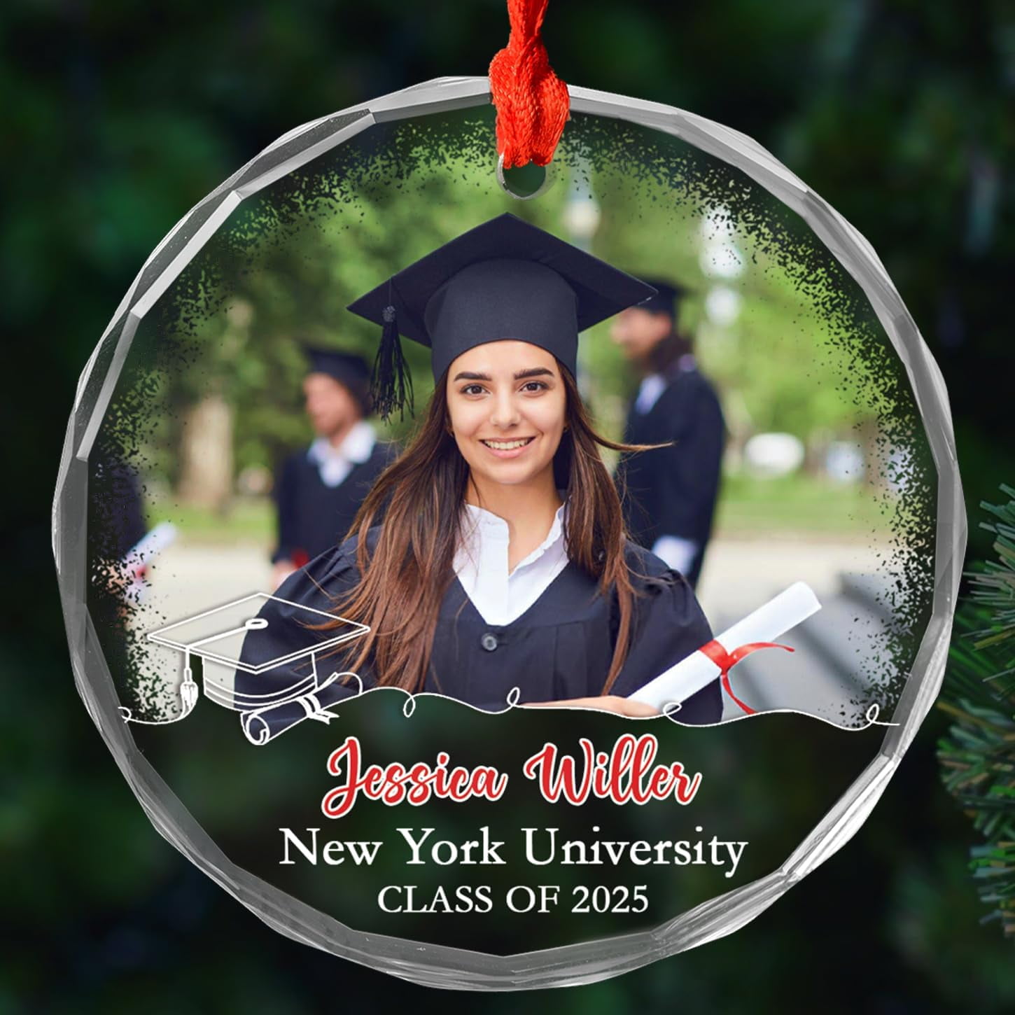 Personalized Graduate Glass Christmas Ornament 2025, Picture Congrats ...