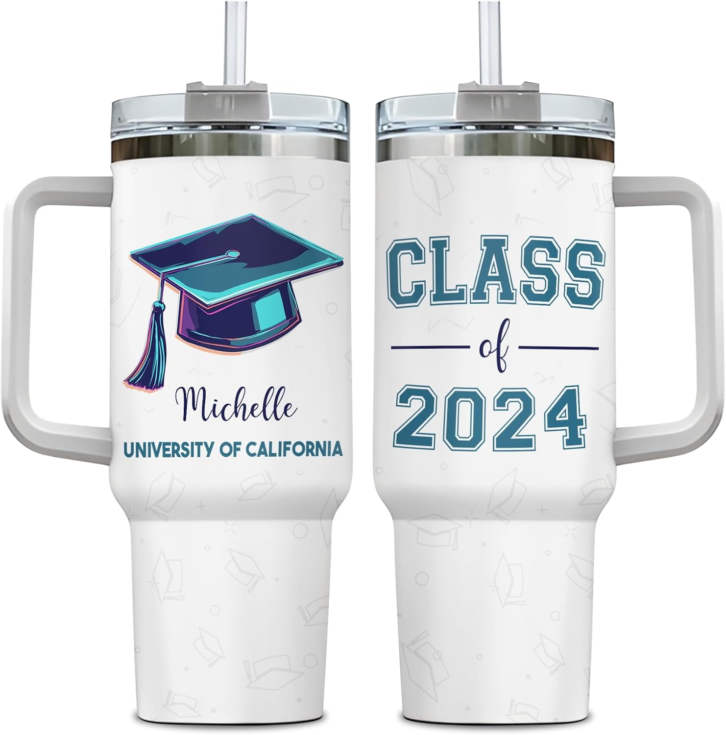 Personalized Graduation 2025 Tumbler 40oz with Handle and Straw - Class ...
