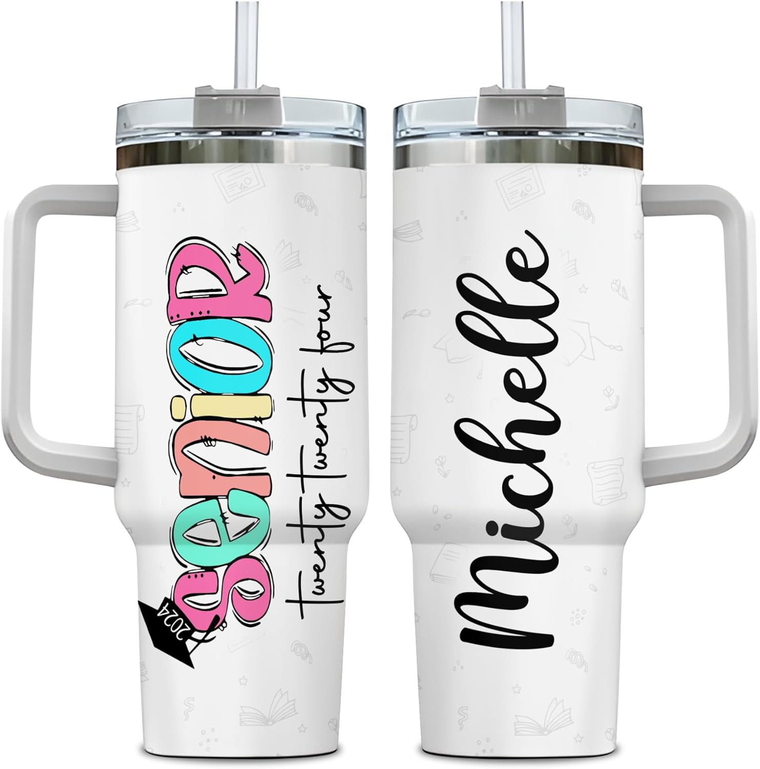 Personalized Graduation 2025 Tumbler 40oz with Handle and Straw ...