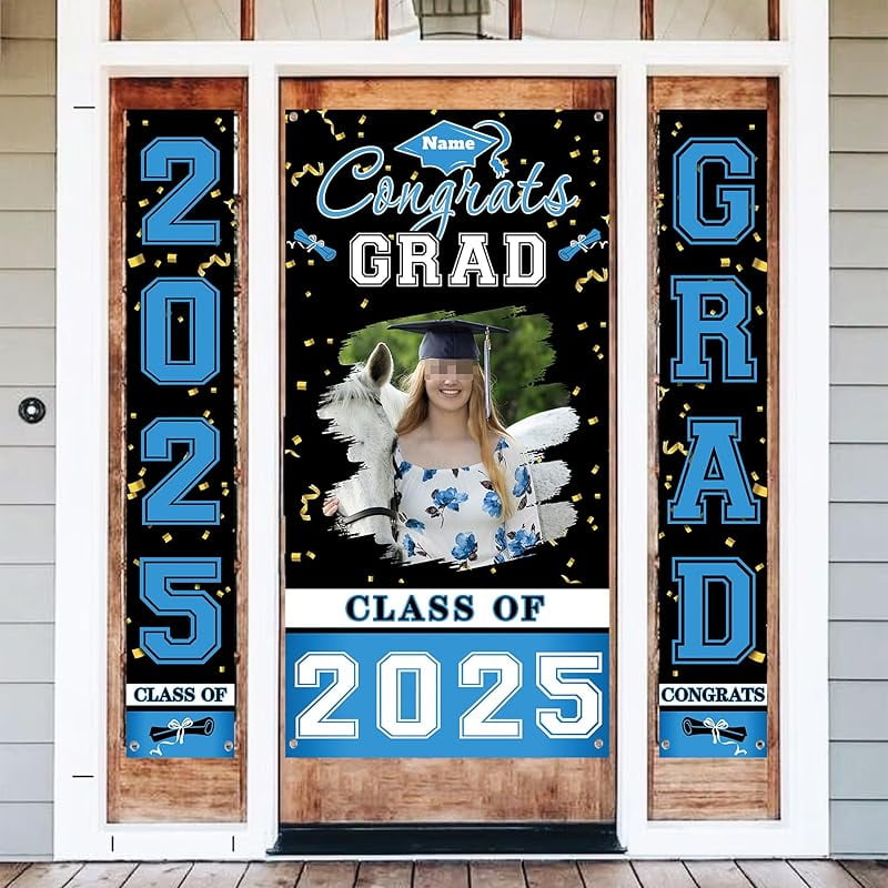Personalized Graduation Banner Set Custom Photo Congrats Grade Door ...