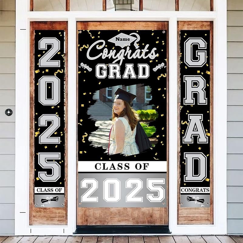 Personalized Graduation Banner Set Custom Photo Congrats Grade Door ...