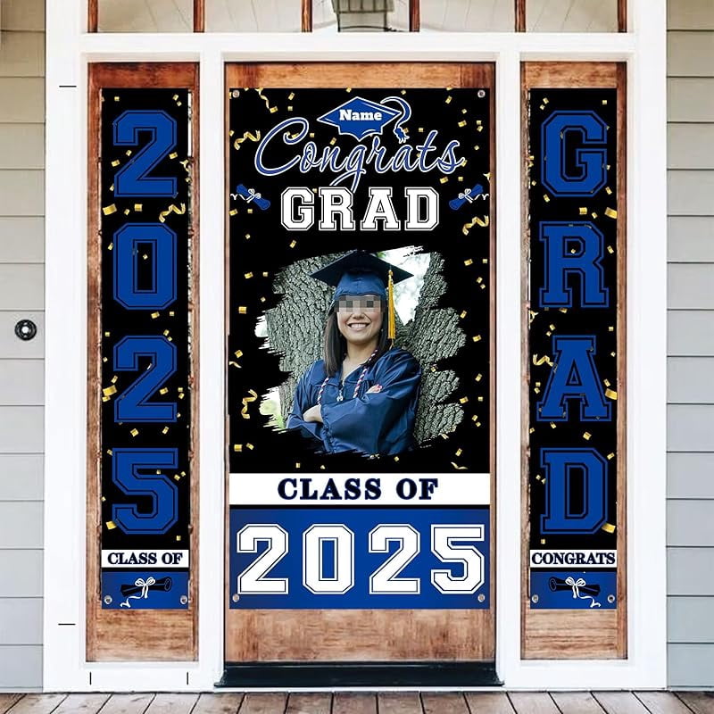 Personalized Graduation Banner Set Custom Photo Congrats Grade Door ...