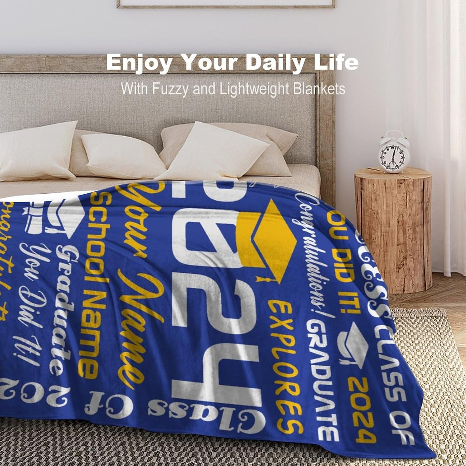 Personalized Graduation Blanket 2024 With School Name For Friends ...