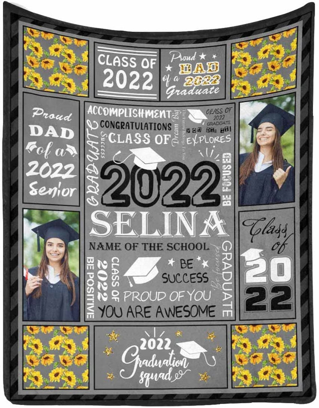 Personalized Graduation Blanket For Her Him Class Of 2022 Bed Blanket ...