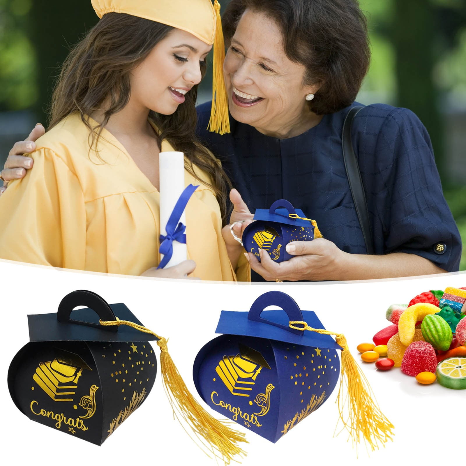 Personalized Graduation Candy Box, Hot Stamping Tassel Gift, 6x4 Inch ...