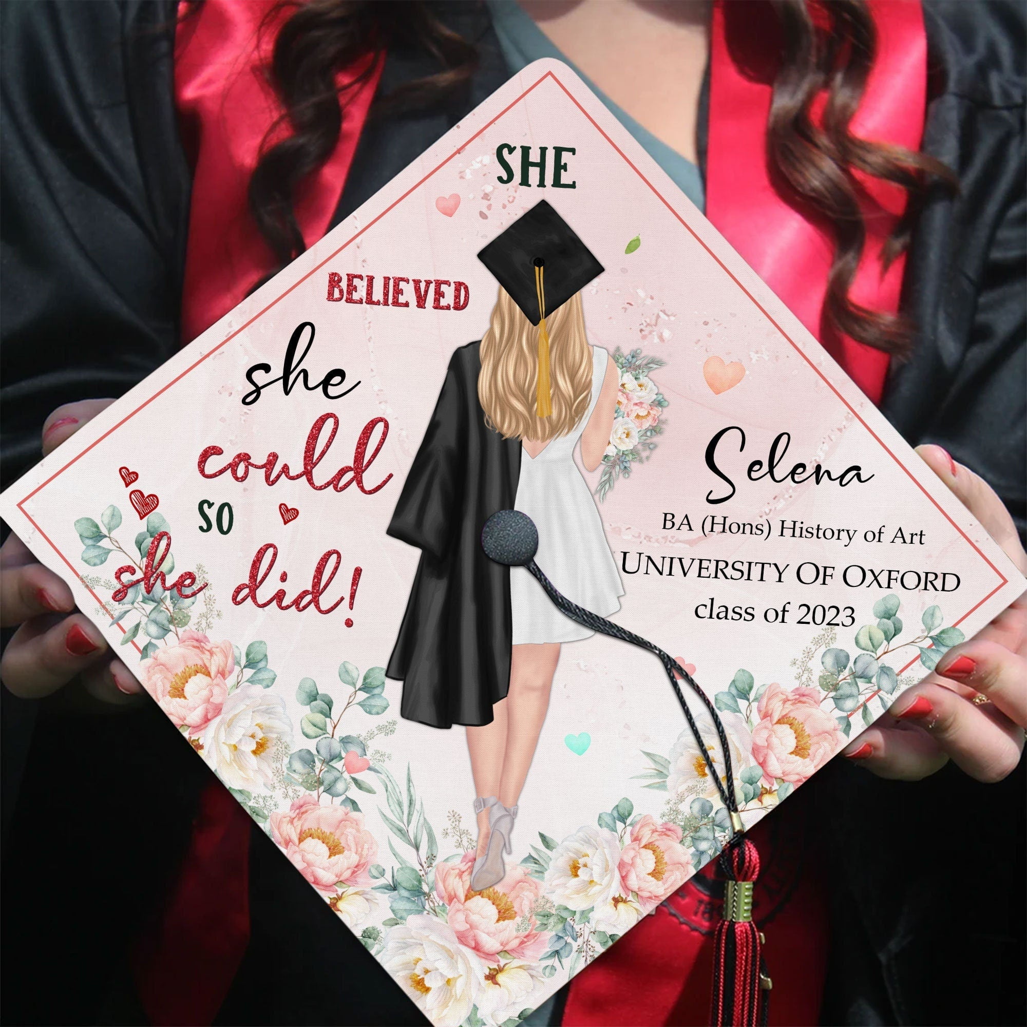 Personalized Graduation Cap Topper, Black Queen Grad Cap Topper, Class ...