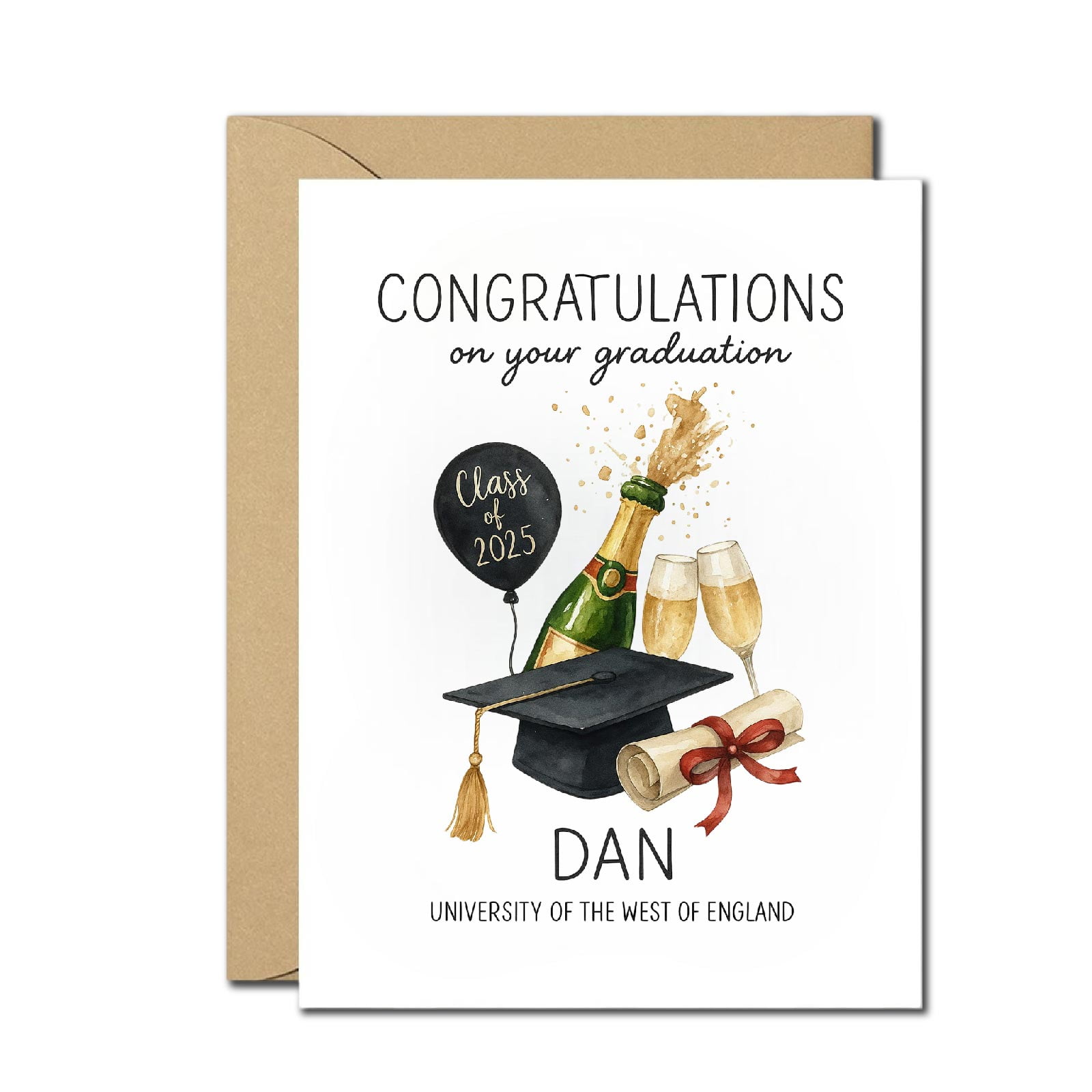 Personalized Graduation Card – Class of 2025 Champagne Celebration ...
