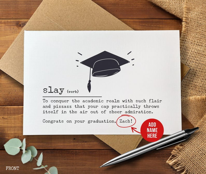 Personalized Graduation Card - "Slay" Definition with Custom Name ...