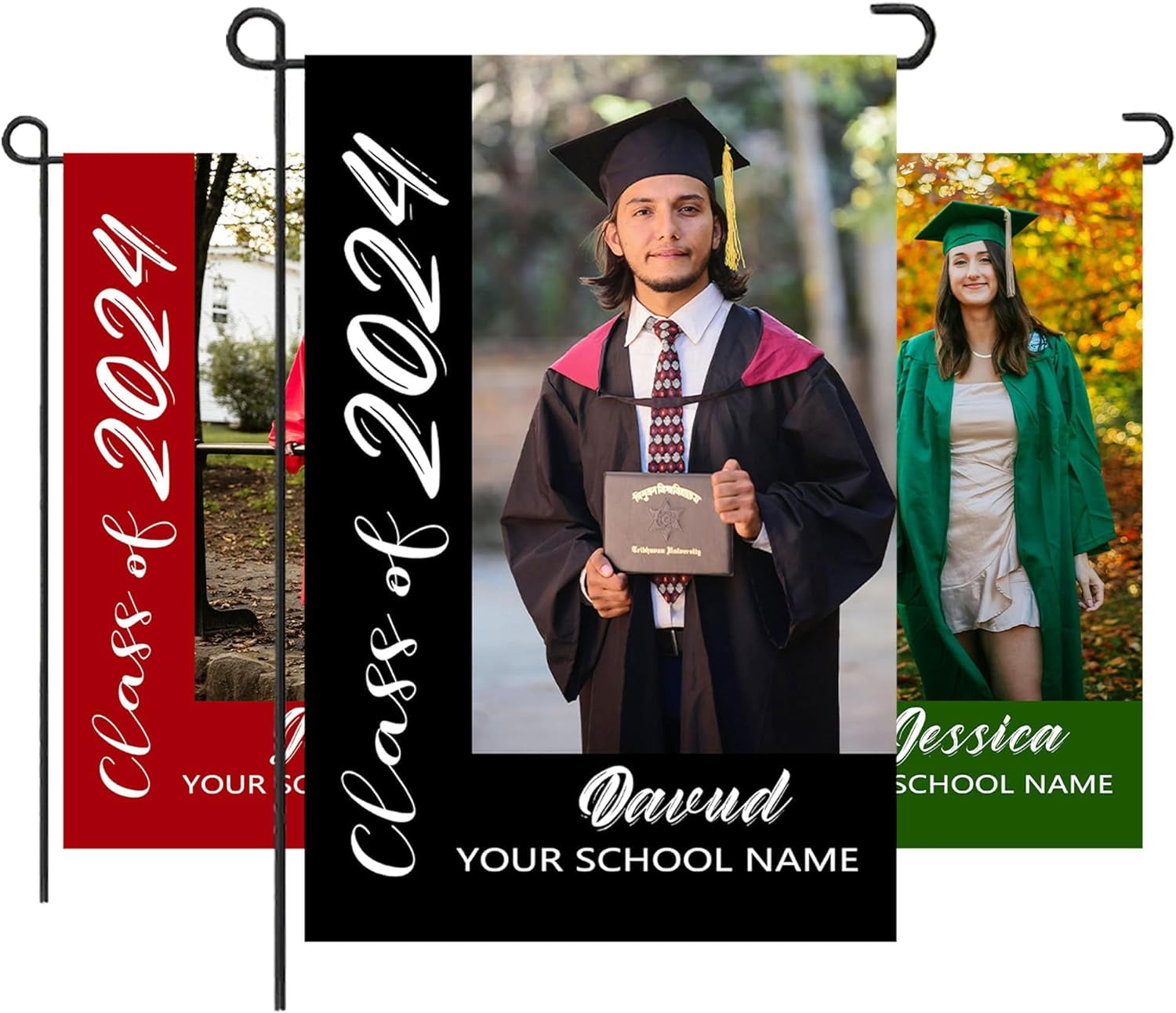 Personalized Graduation Flag with Green Text Class Of 2024 ...