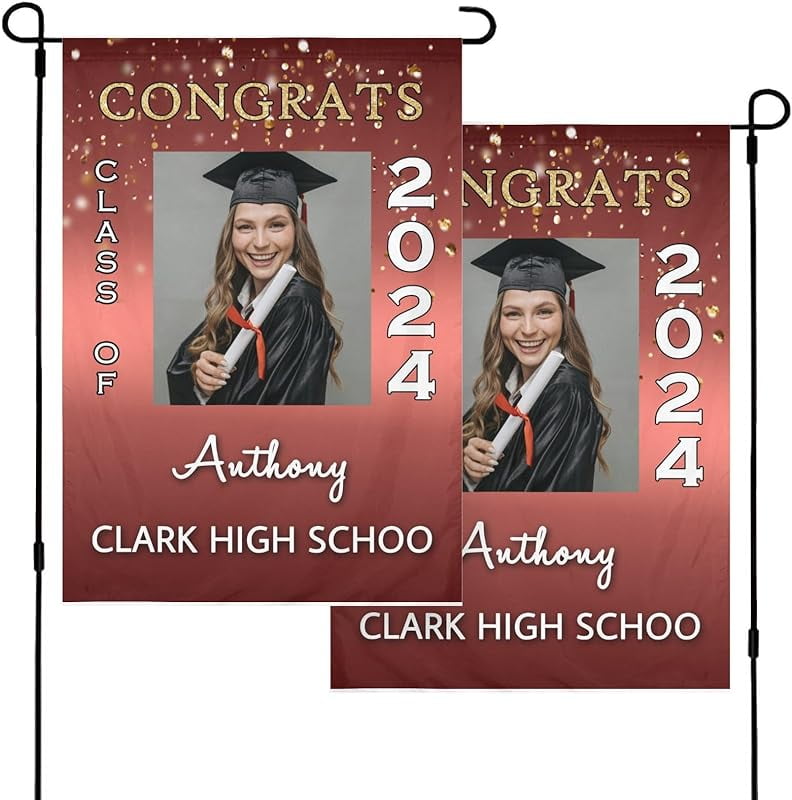 Personalized Graduation Garden Flag with Picture & Name, Custom ...