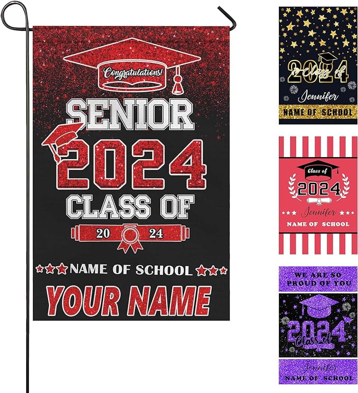 Personalized Graduation Garden Flag With Photo Name Sparkling Pattern ...