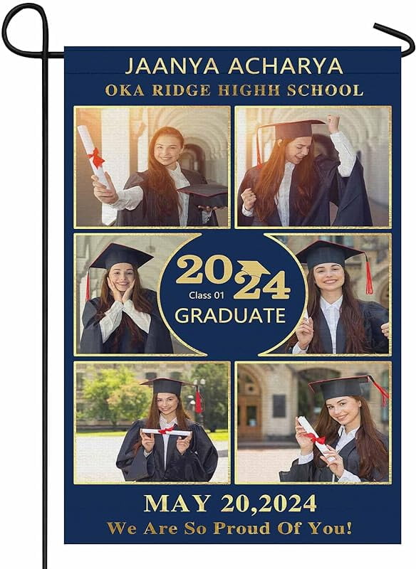 Personalized Graduation Garden Flag w/Name & Photo, Made in USA, 3 ...