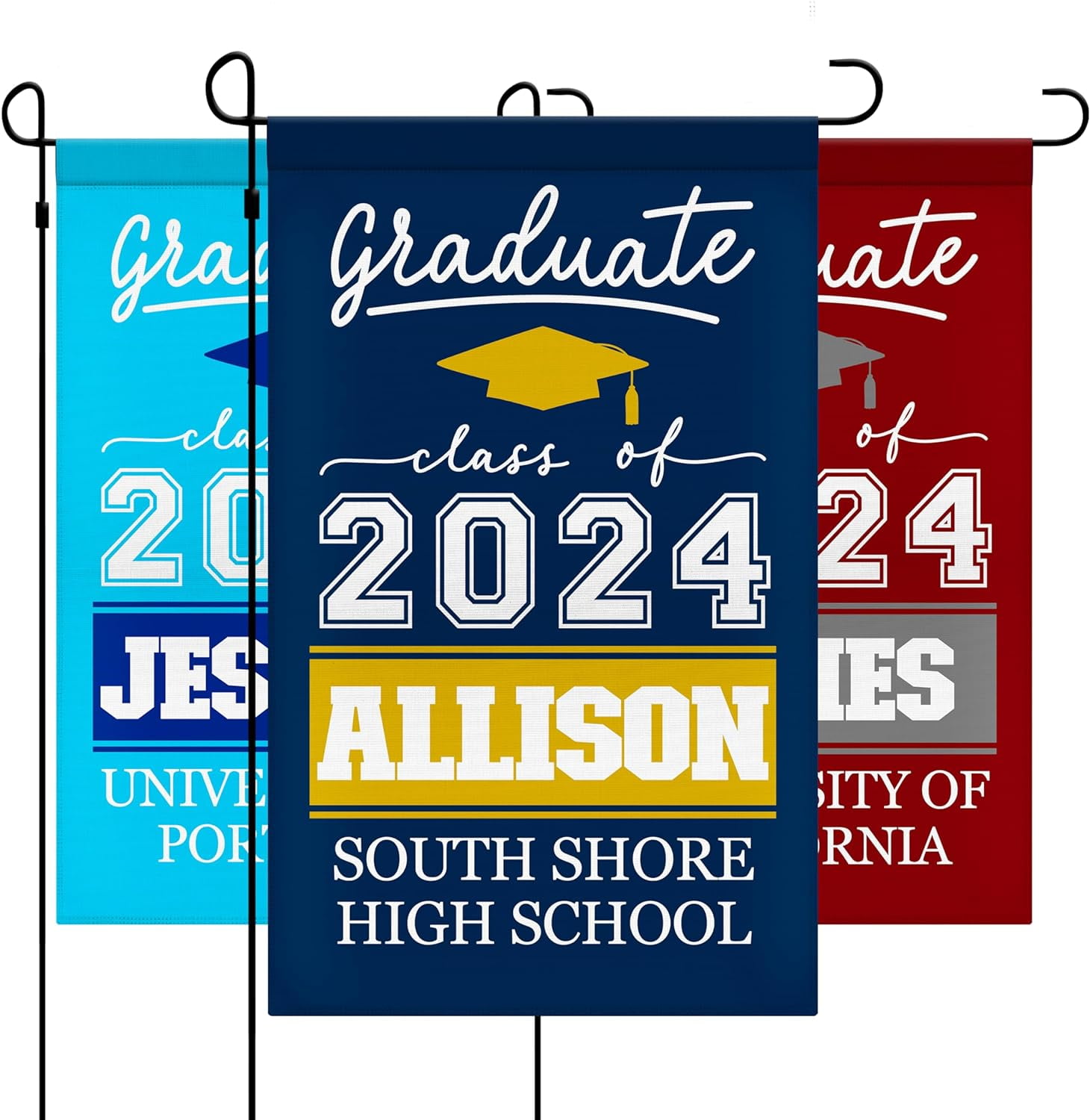 Class of 2024 Graduation Flag - Personalized w/Name & School, 16 Colors ...