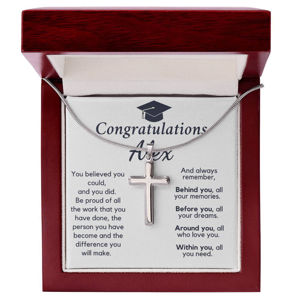 Personalized Graduation Gift for Him, Cross Necklace for Men, High ...