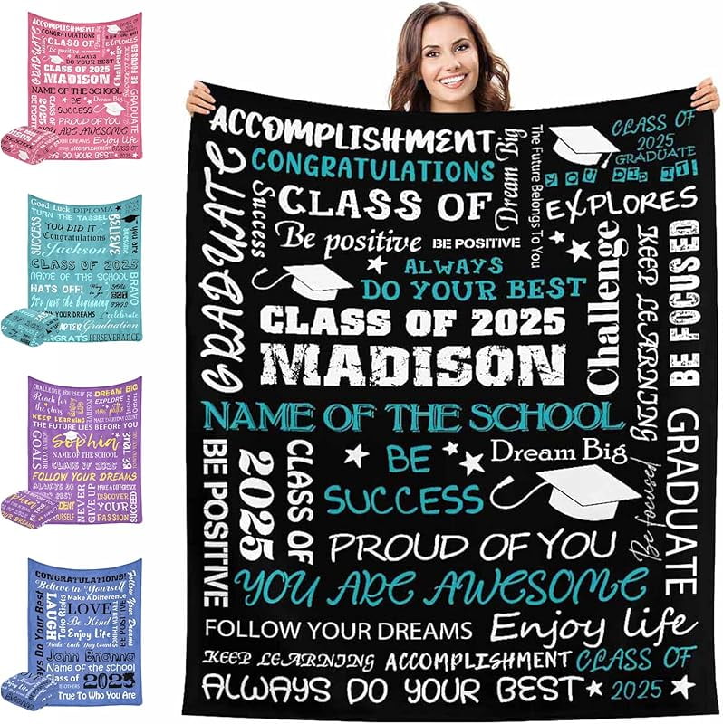 Personalized Graduation Gifts Blanket with Name School, Custom Class of ...