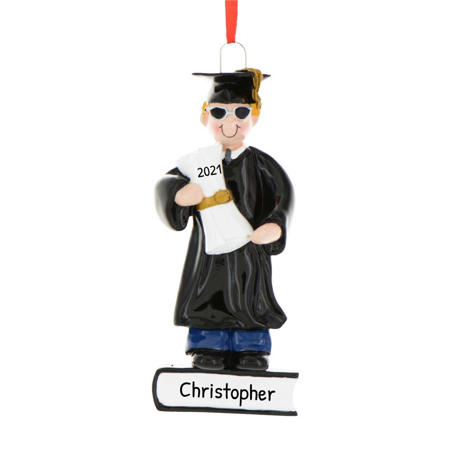 Personalized Graduation Ornament 2024 Blonde Boy Graduate 1 Count ...