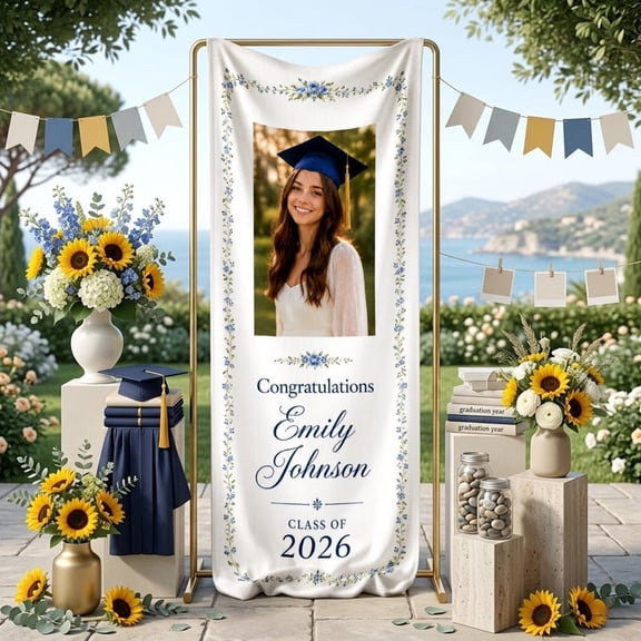 Personalized Graduation Party Welcome Sign, Class Of 2026 Satin Banner ...