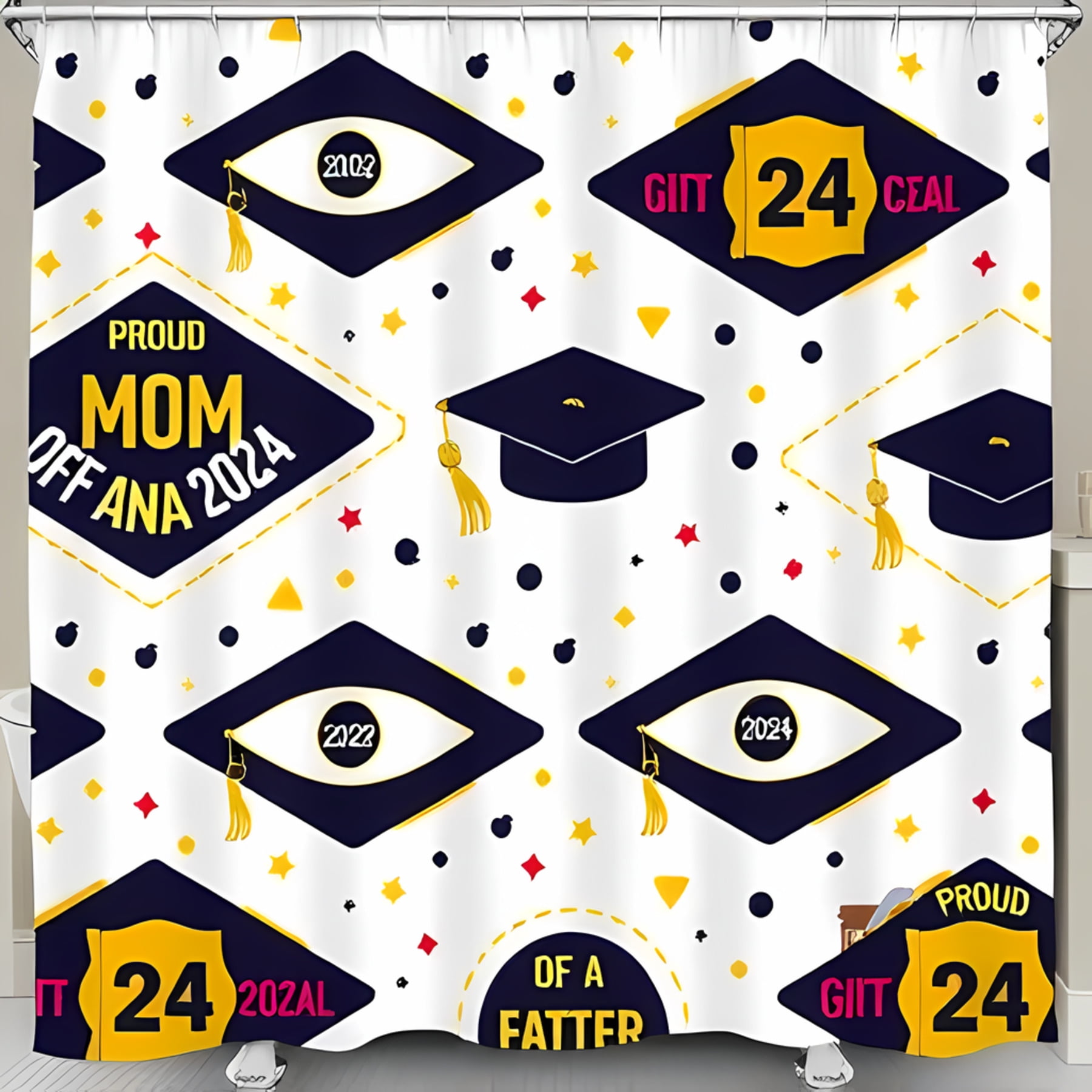 Personalized Graduation Shower Curtain with Navy Graduation and 'Proud ...