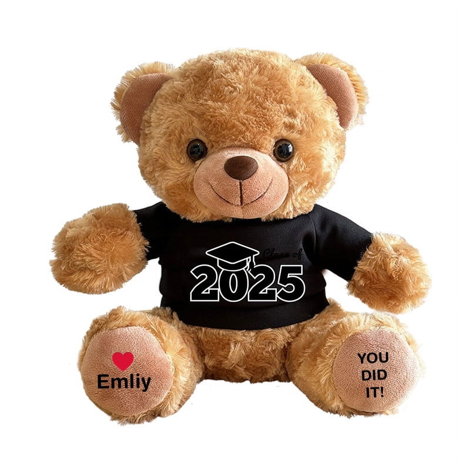 Personalized Graduation Teddy Bear – Black Shirt Custom Plush with Name ...