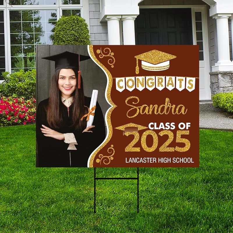 Personalized Graduation Yard Sign 2025 with Photo, High School/College ...