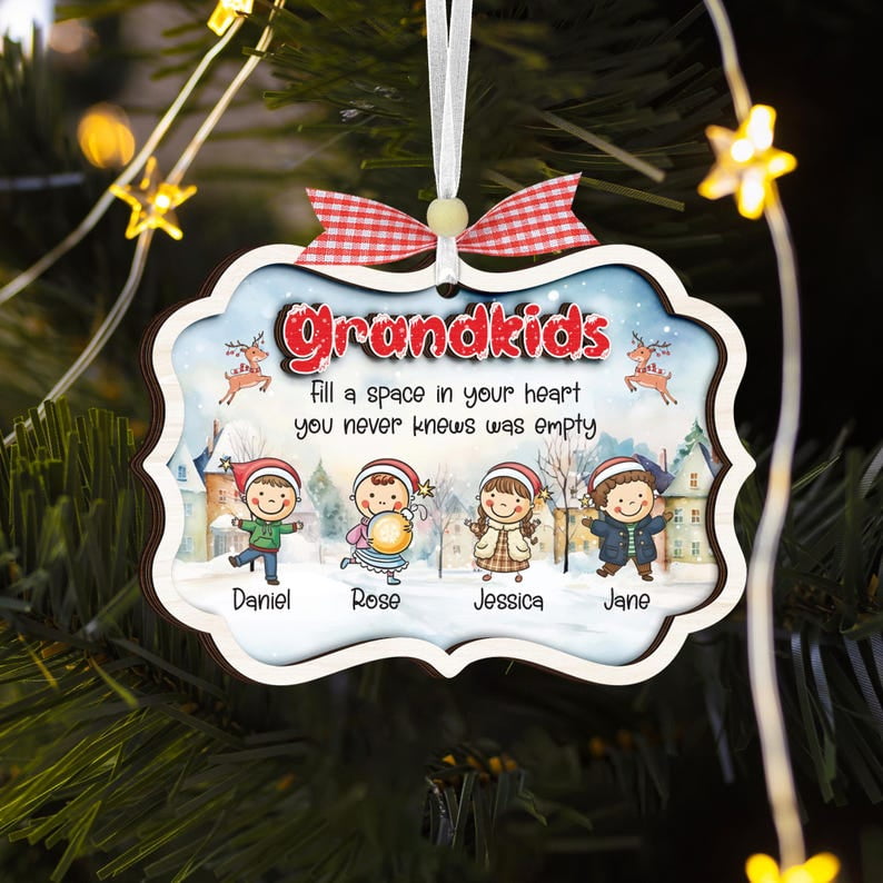 Personalized Grandkids Christmas Tree Ornament 2025, Custom Holiday ...