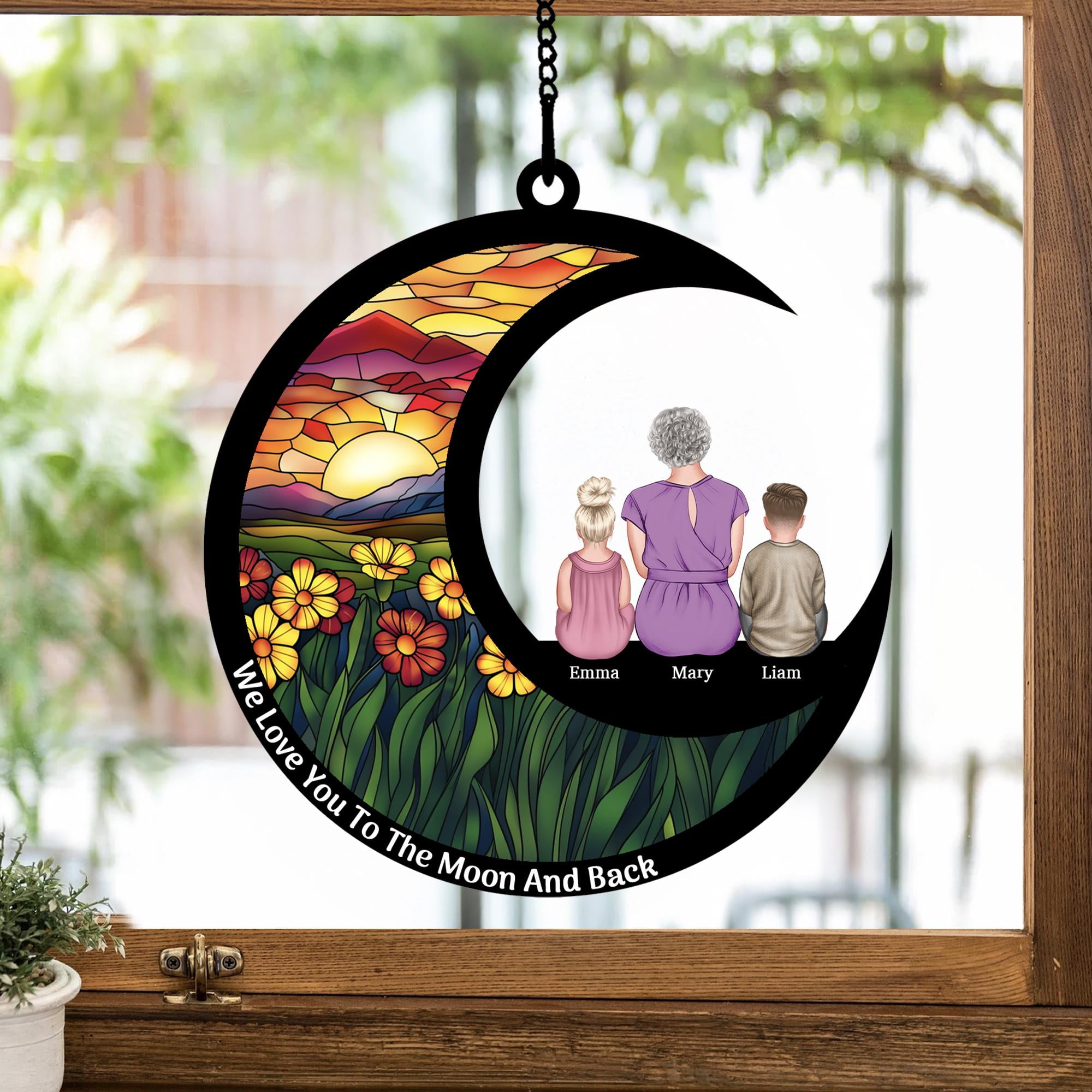 Personalized Grandma And Grandkids Suncatcher Ornament, Mother's Day ...