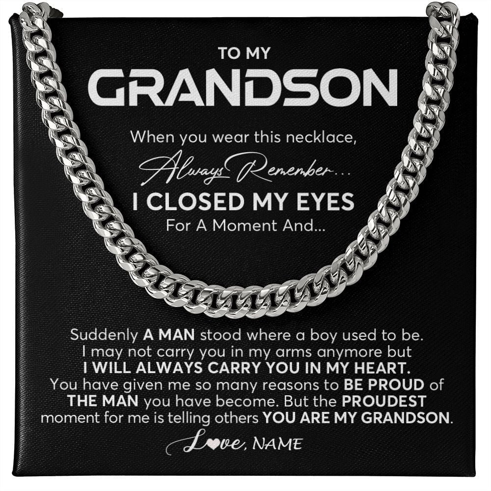 Personalized To My Grandson Cuban Necklace From Grandma Papa I Closed ...