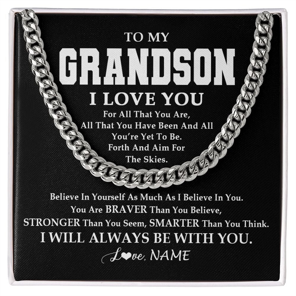 Personalized To My Grandson Necklace Cuban From Grandma Papa Believe In ...
