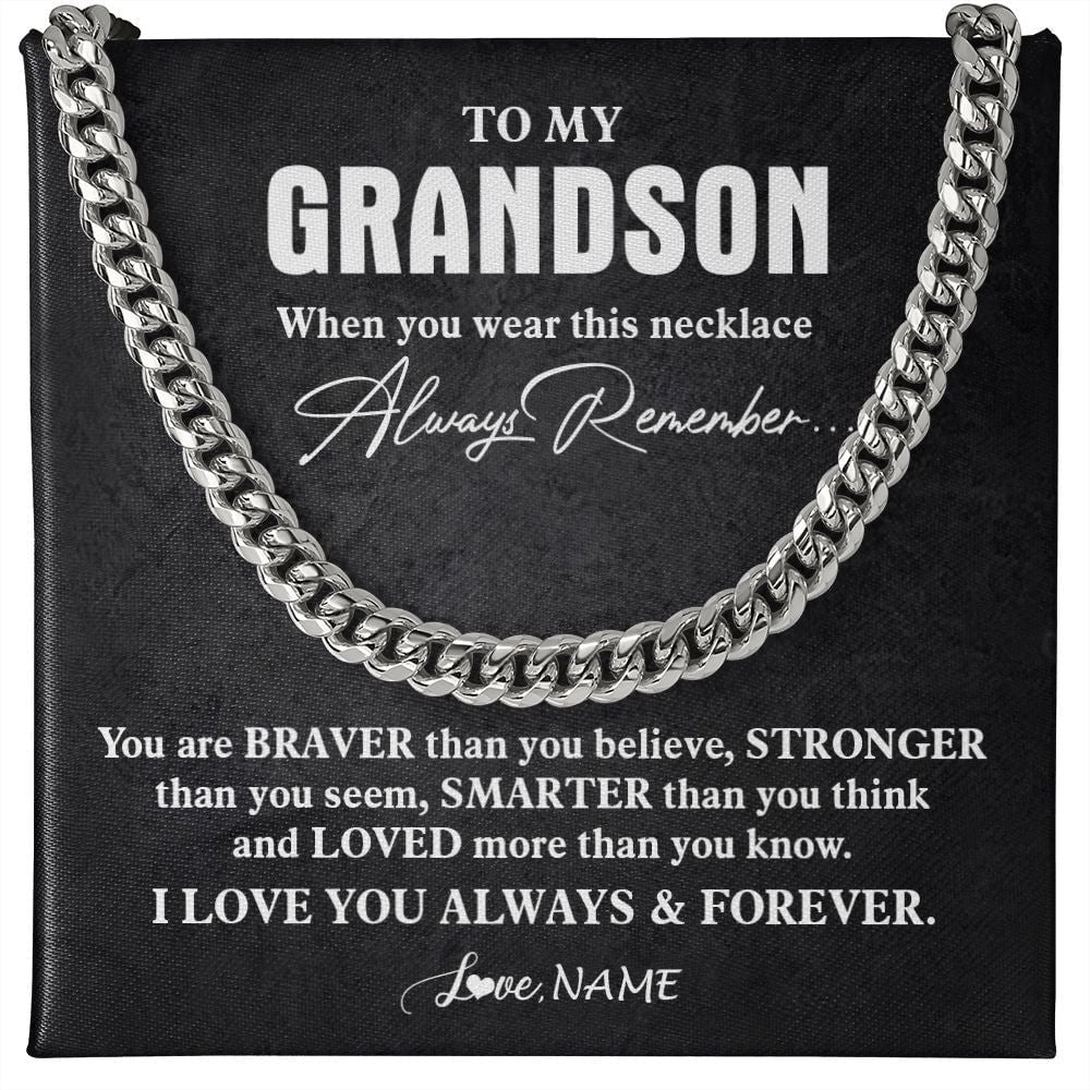 Personalized To My Grandson Necklace Cuban From Grandma Papa You Are ...
