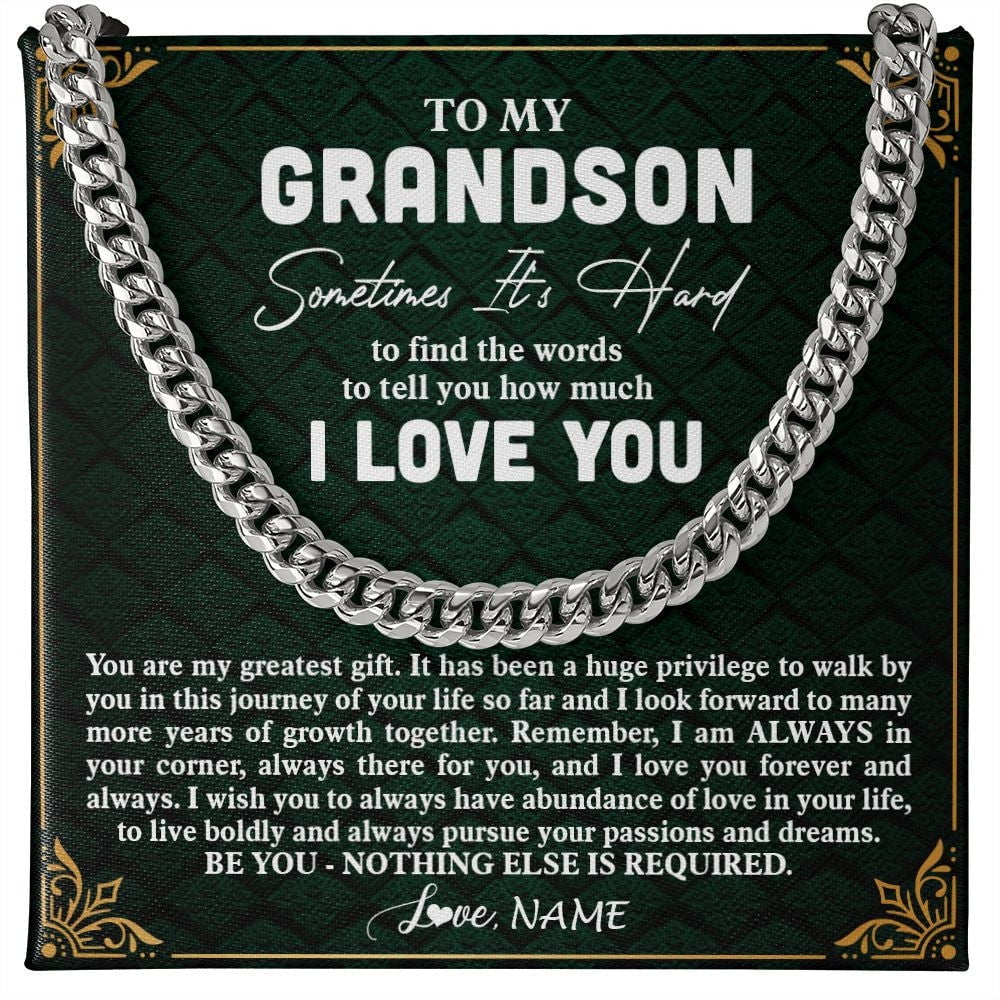 Personalized To My Grandson Necklace Cuban From Grandma Papa You Are My ...